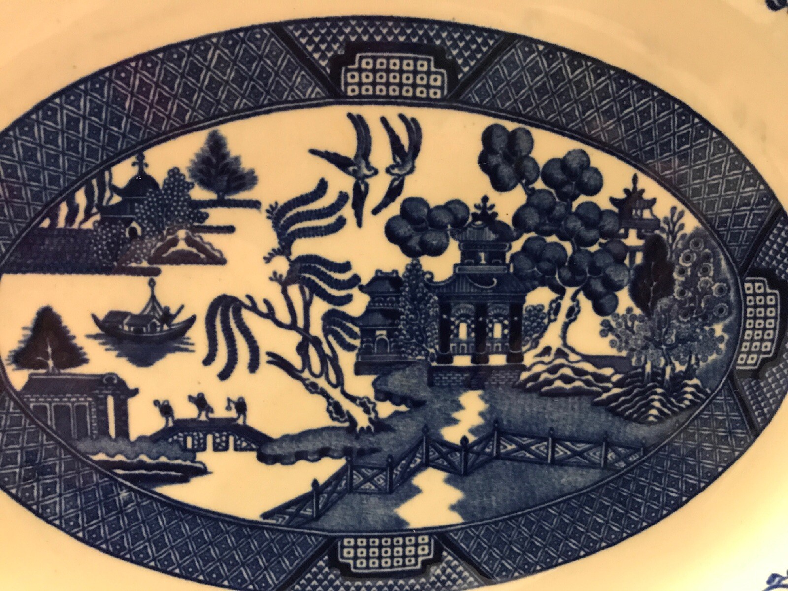 Blue Asian Pattern Oval Plate | eBay