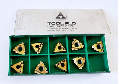 (9) TOOL-FLO 16NR 8RD GP50 Carbide Indexable Laydown Threading Insert ...