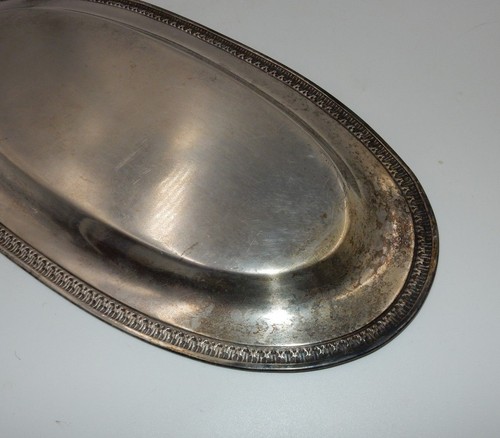 ANTIQUE HOMAN PLATE on NICKEL SILVER 10-7/8" OVAL SHAPED PLATTER *0675 ...