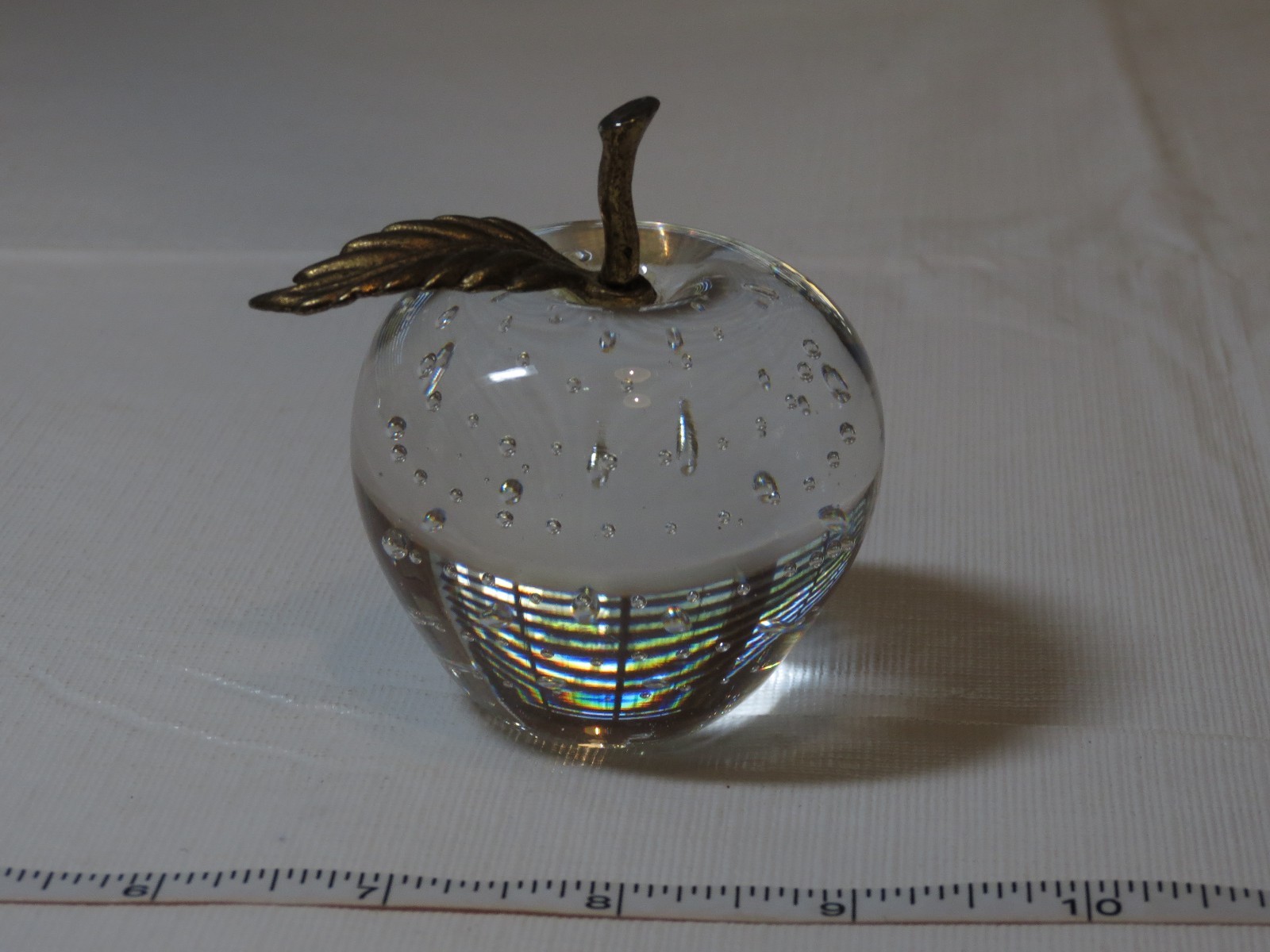 Vintage Glass Paperweight Apple With Brass Stem teacher ~ | eBay