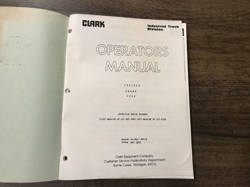 Clark C20B C25B C20BP CS30 Forklift Operator Maintenance & Service ...