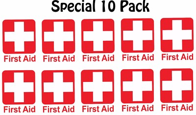 First Aid Red Cross Vinyl (10 Pack) Stickers P 35 Free Shipping ...