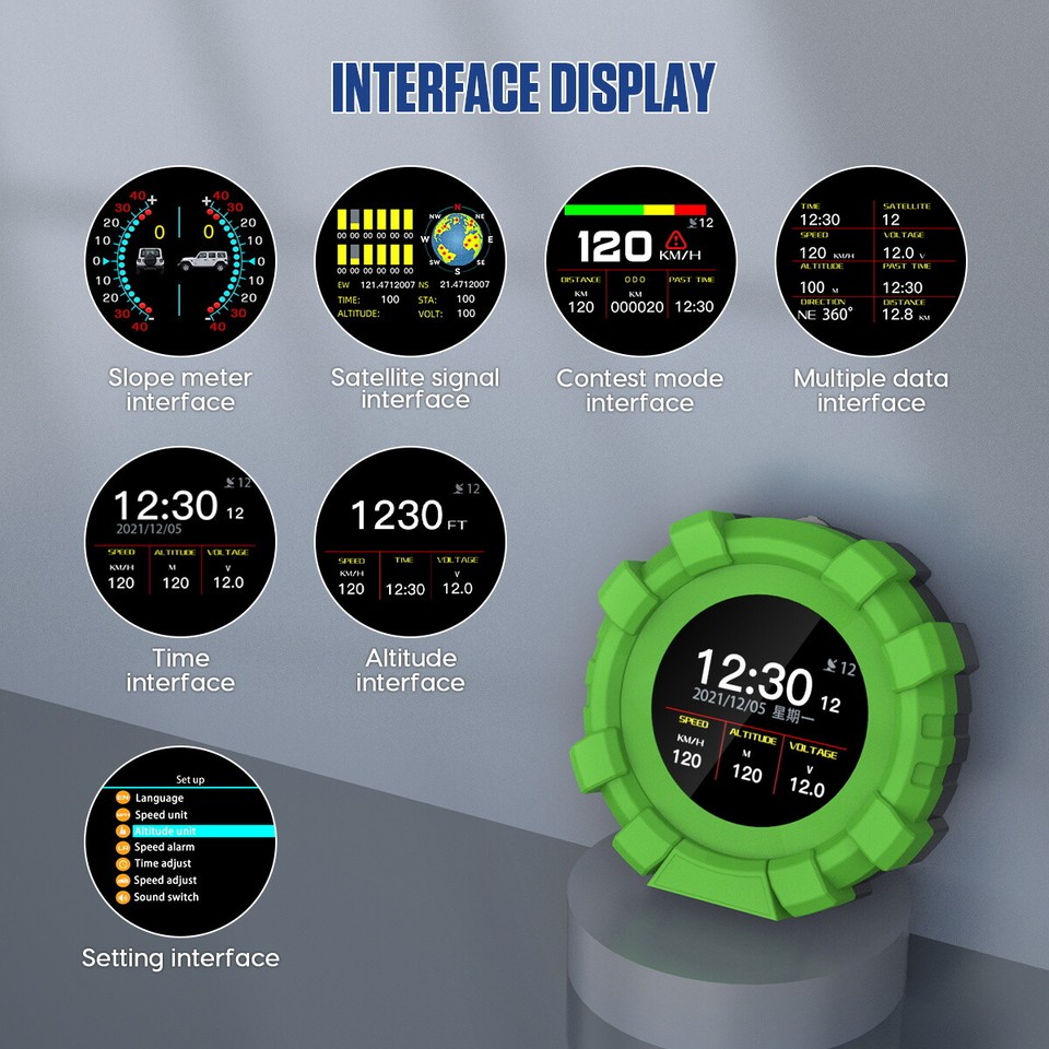 Inclinometer GPS Slope Meter Level Speedometer Roll Pitch Angle Gauge W ...