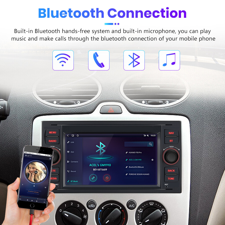 Car Stereo Radio Ford Transit Mk7 Kuga Focus Android 12 DAB GPS Sat Nav ...