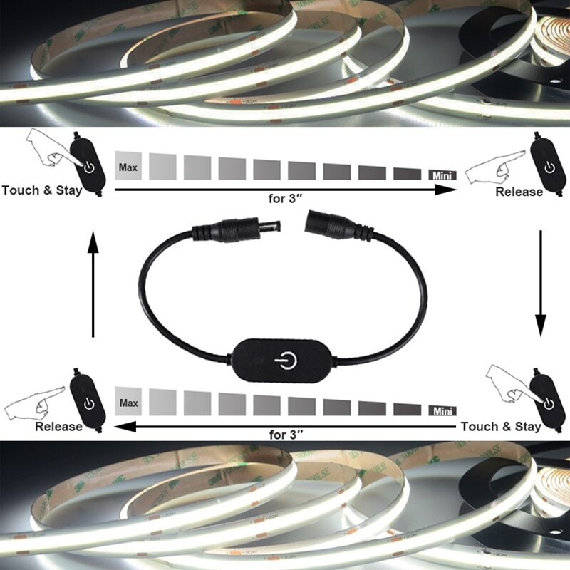 DC12V -24V 2A LED Strip Light Touch Switch Dimmer Adjust Brightness ...