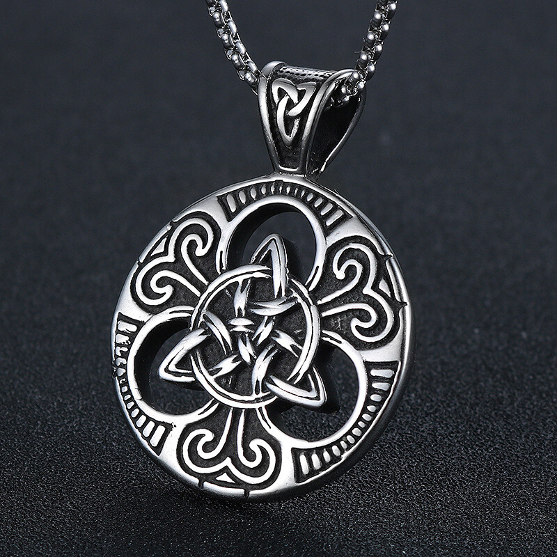 Celtic Knot Pendant Viking Norse Rune Necklace For Men Unisex Silver ...