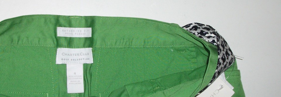 New Womens Charter Club Golf Collection Katherine Fit Green Pants Size ...
