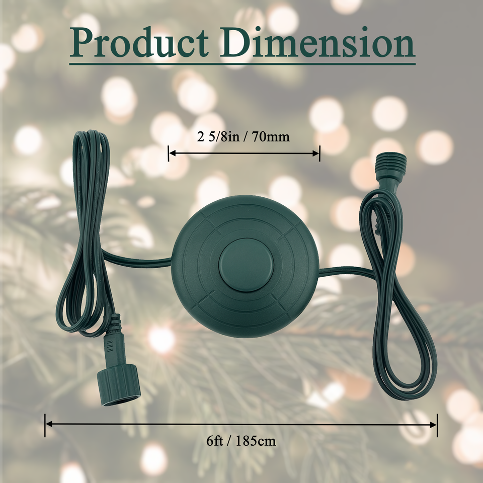 Christmas Tree LED Power Cord 6Ft Foot Switch Control Plug 5/8in Male ...