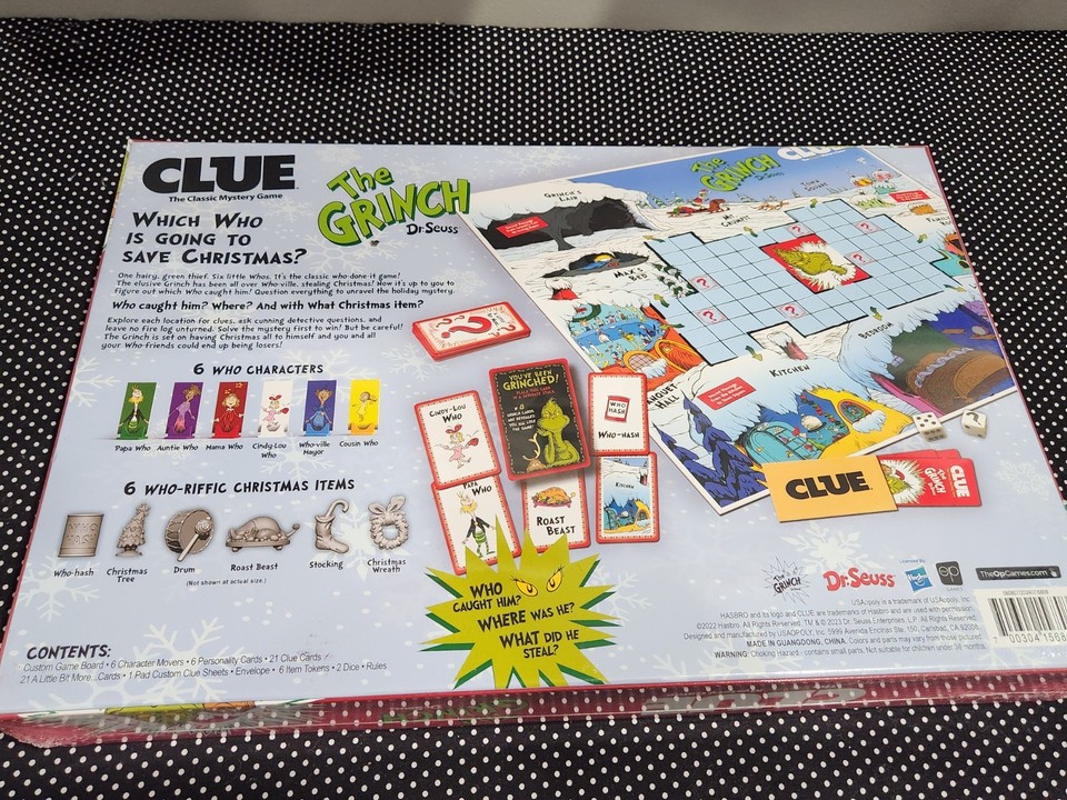 Grinch Christmas How The Grinch Stole Christmas Edition Board Game CLUE ...