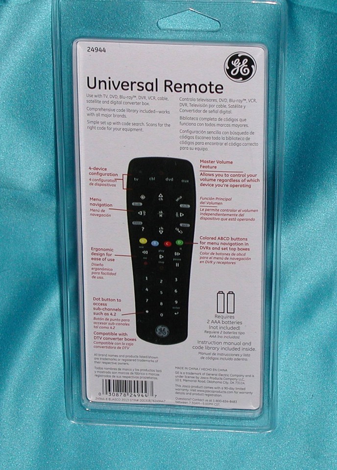 GE Universal Remote 24944 (4-A/V Devices) “Factory New - Sealed” WOW ...