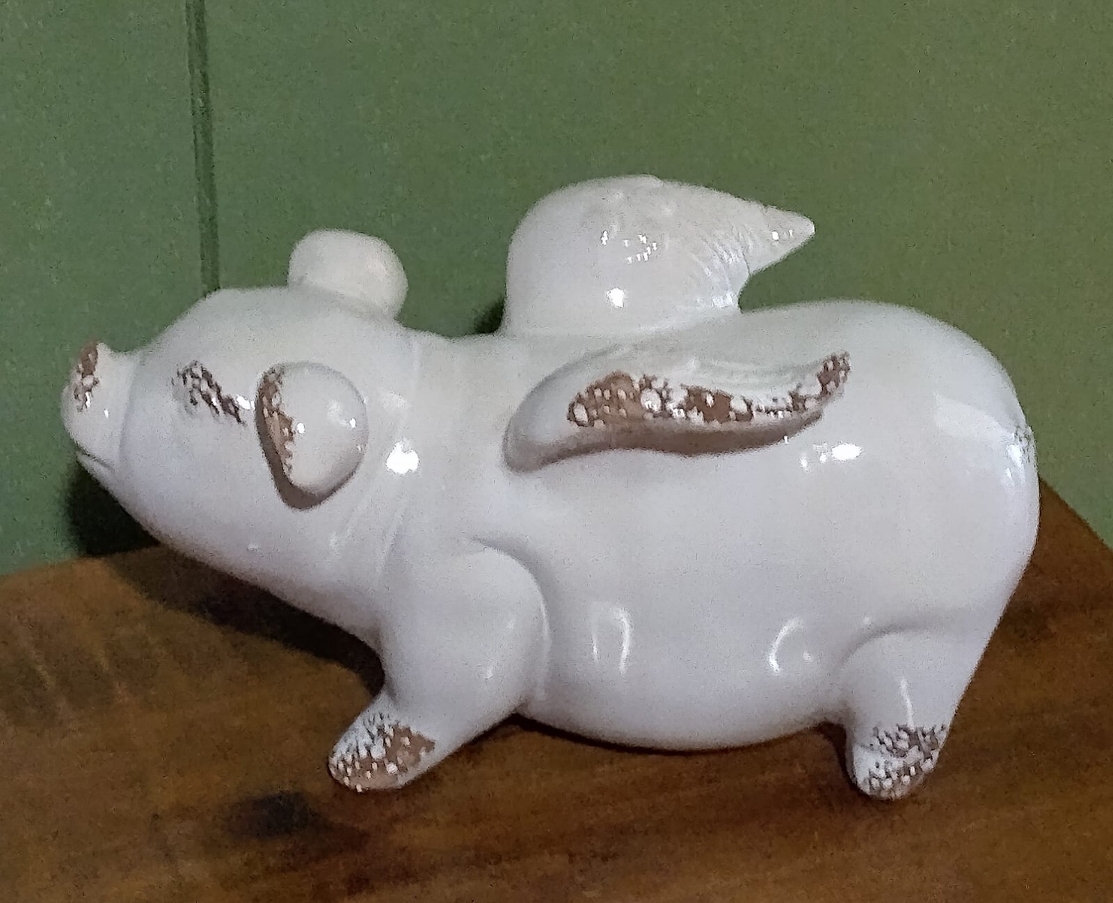 Glossy Speckled Ceramic Flying Pig with Wings 9.5" x 5" x 5" NEW | eBay