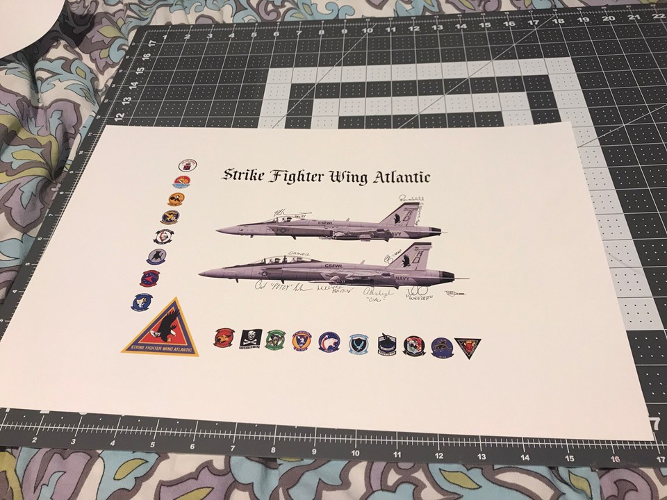 Signed Navy Squadron Lithograph - Strike Fighter Wing Atlantic Hornet ...
