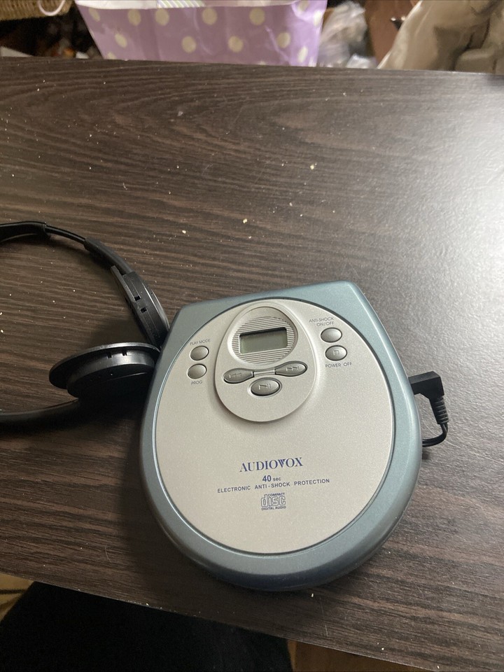 Audiovox Portable CD Player Model CE144 Gray Silver Tested Works Retro ...