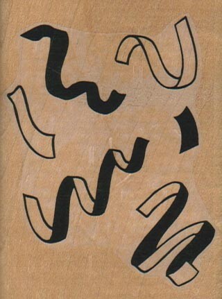 Party Streamers 2 1/4 x 3" Rubber Stamp, Celebration Stamp, Streamers ...