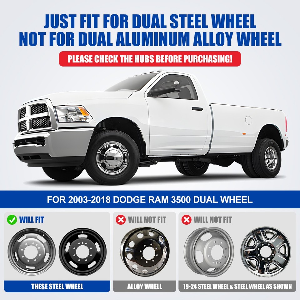 17" Dually Wheel Simulators Dual Skins Liners Cover Steel For Dodge ...