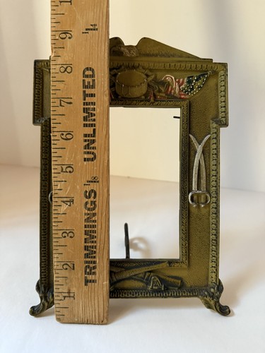 Antique Cast Iron WW1 Military Picture Frame Eagle US Flags Swords ...