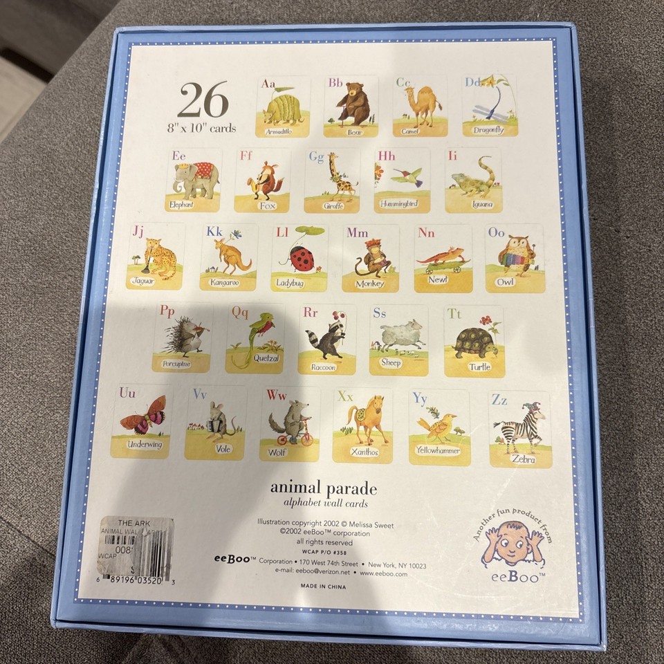 EeBoo Animal Parade Alphabet Cards - 8"×10" Wall Art Flash Cards | eBay