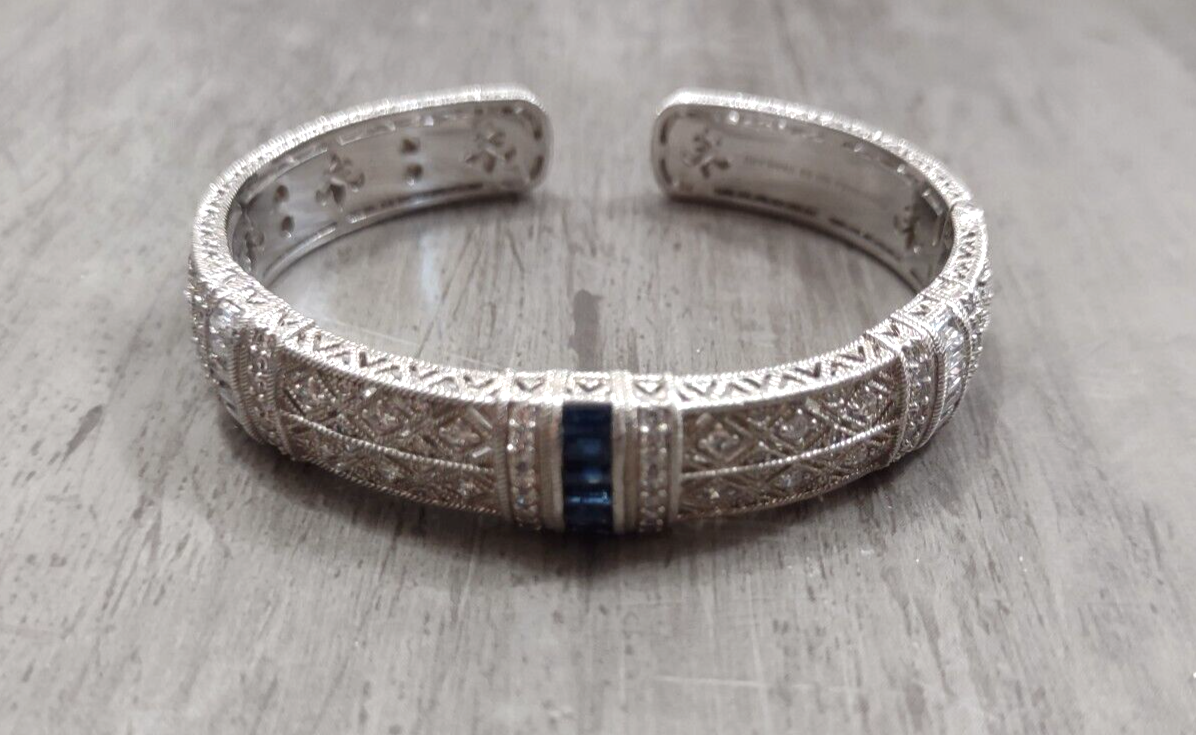 Judith Ripka Estate Pia Sterling Silver Blue Sapphire & Diamonique Cuff ...