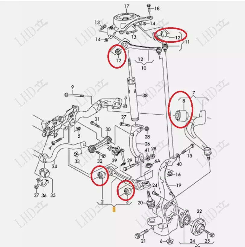 1 Set Front Suspension Control Arm Bushing For Audi A4 B8 A5 Q5 S4 S5 ...