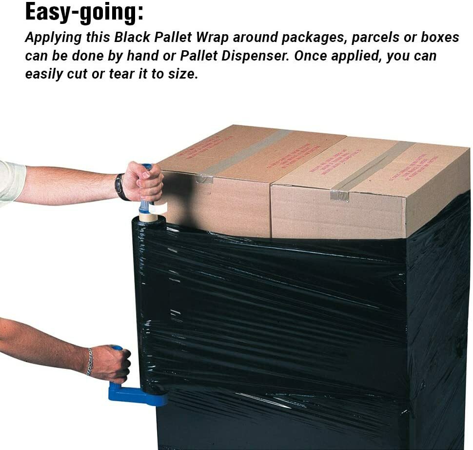 3 x BLACK STRONG ROLLS PALLET STRETCH SHRINK WRAP PARCEL PACKAGING ...