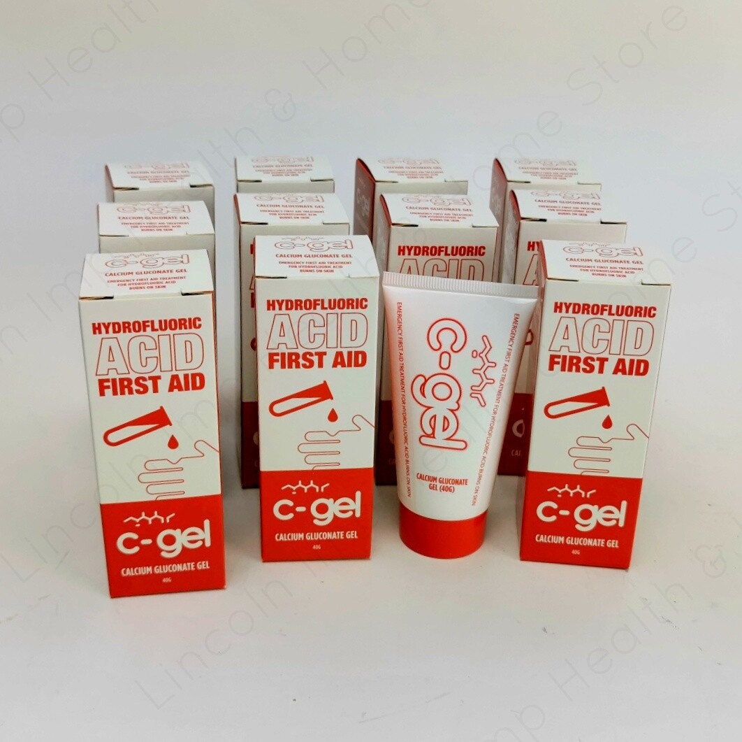 C-Gel HF Antidot Gel (Calciumgluconat) 40g Flusssäure verbrennt Exp Sep ...