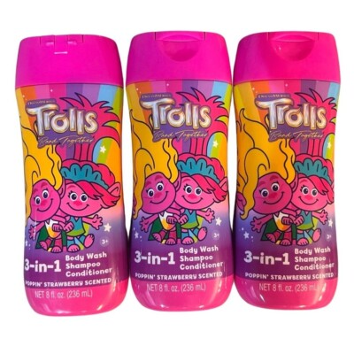 Trolls Band Together 3 in 1 Body Wash, Shampoo, & Conditioner, 3 Pcs ...