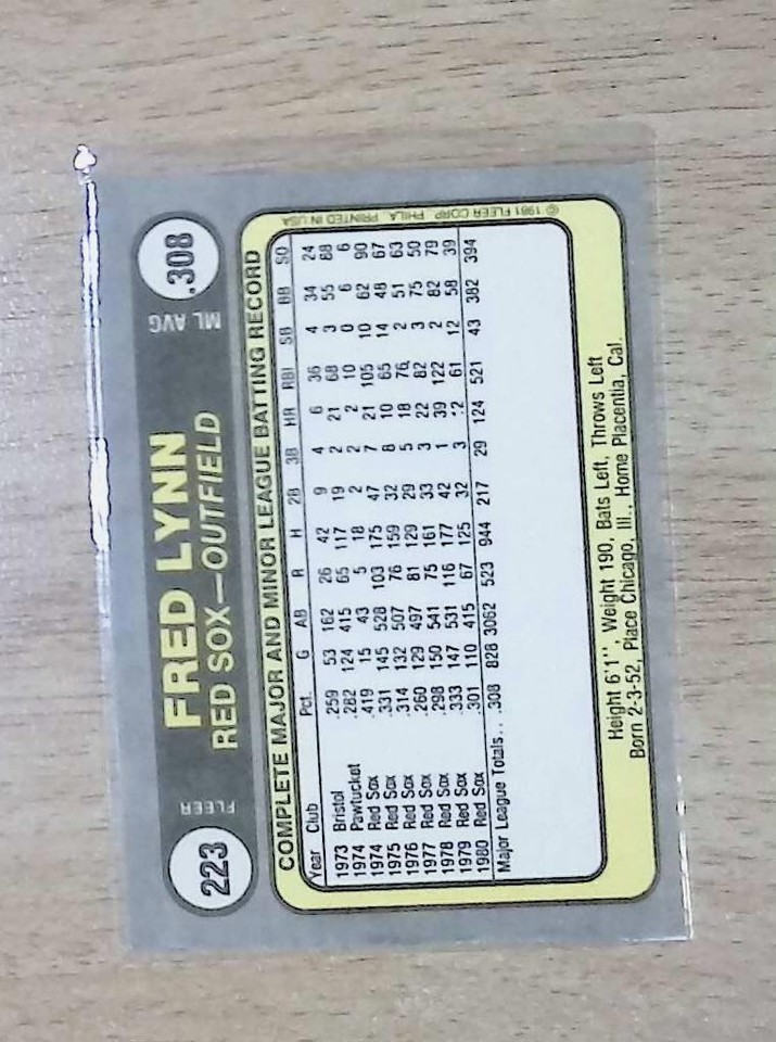 FRED LYNN CARD #223 BUY ANY 2 ITEMS FOR 50% OFF B202R1S9P8 | eBay