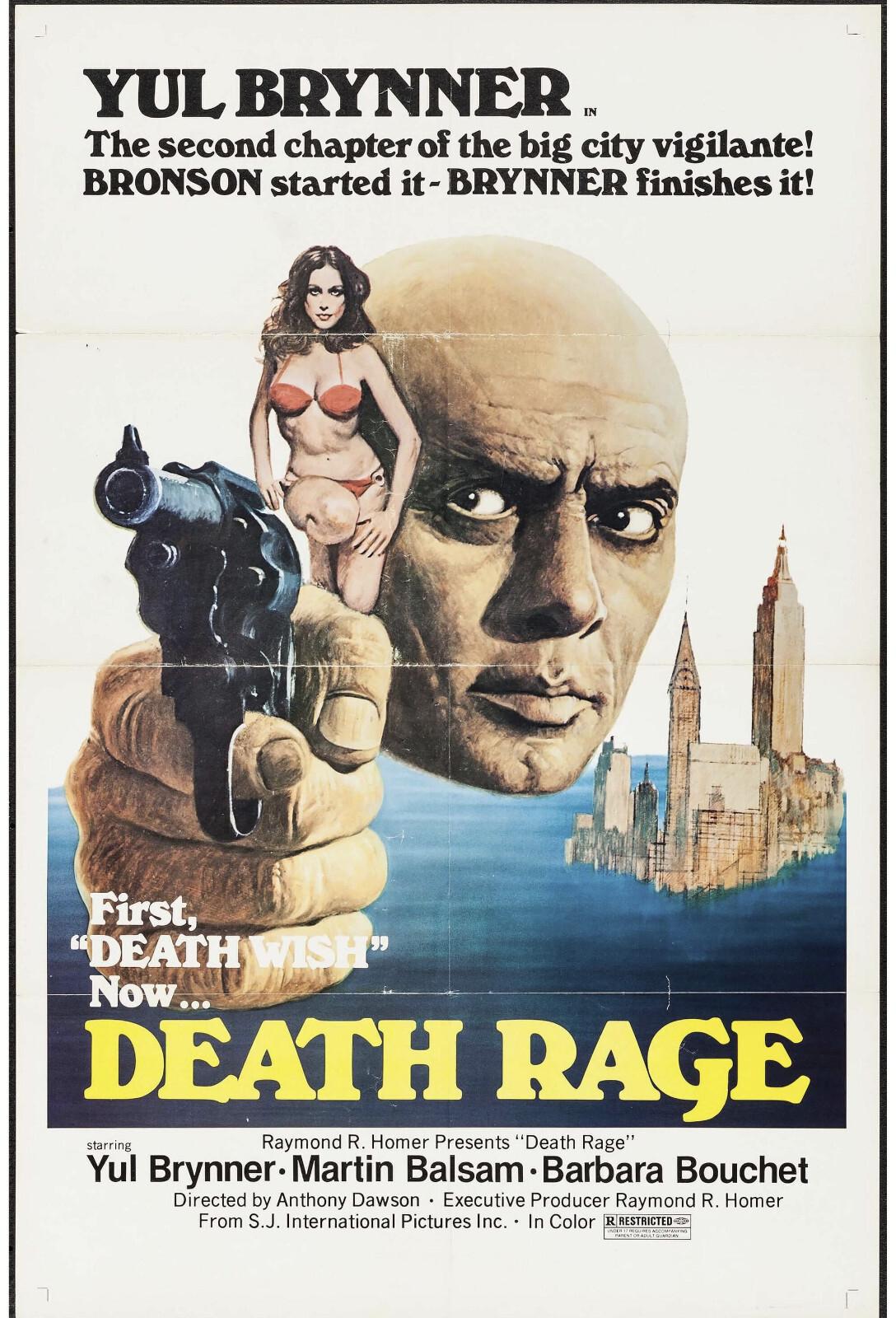 DEATH RAGE original 1976 one sheet movie poster YUL BRYNNER/BARBARA ...