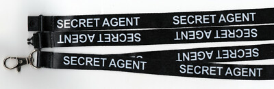 1 x SECRET AGENT Comedy Black ID Breakaway Strap Manager Lanyard: FREE ...