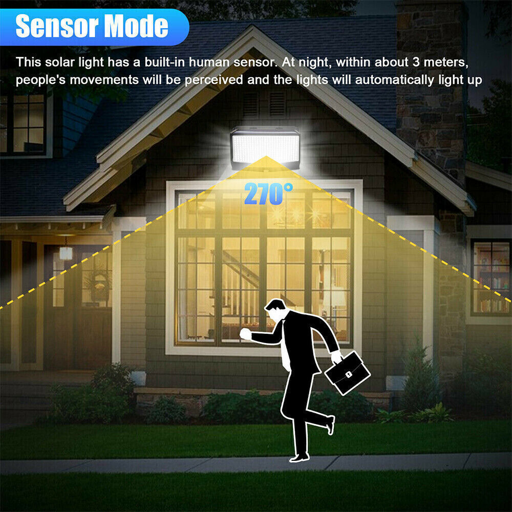 Solar Powered PIR Motion Sensor 468 LED Light Outdoor Garden Security ...