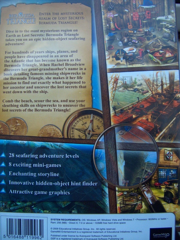 2 GAMES---BERMUDA TRIANGLE---UNSOLVED MYSTERIES---HIDDEN OBJECT---PC CD ...