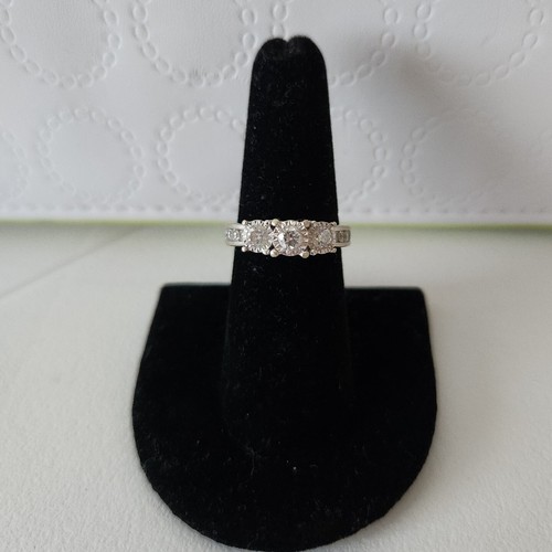 ZEI 14K White Gold 3 Diamond Ring Illusion w/ Diamond Side Channel ...