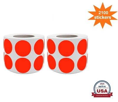 Neon-Red Colored Dot Stickers 3/4 Inch Round Labels (19MM) 2100 Labels ...