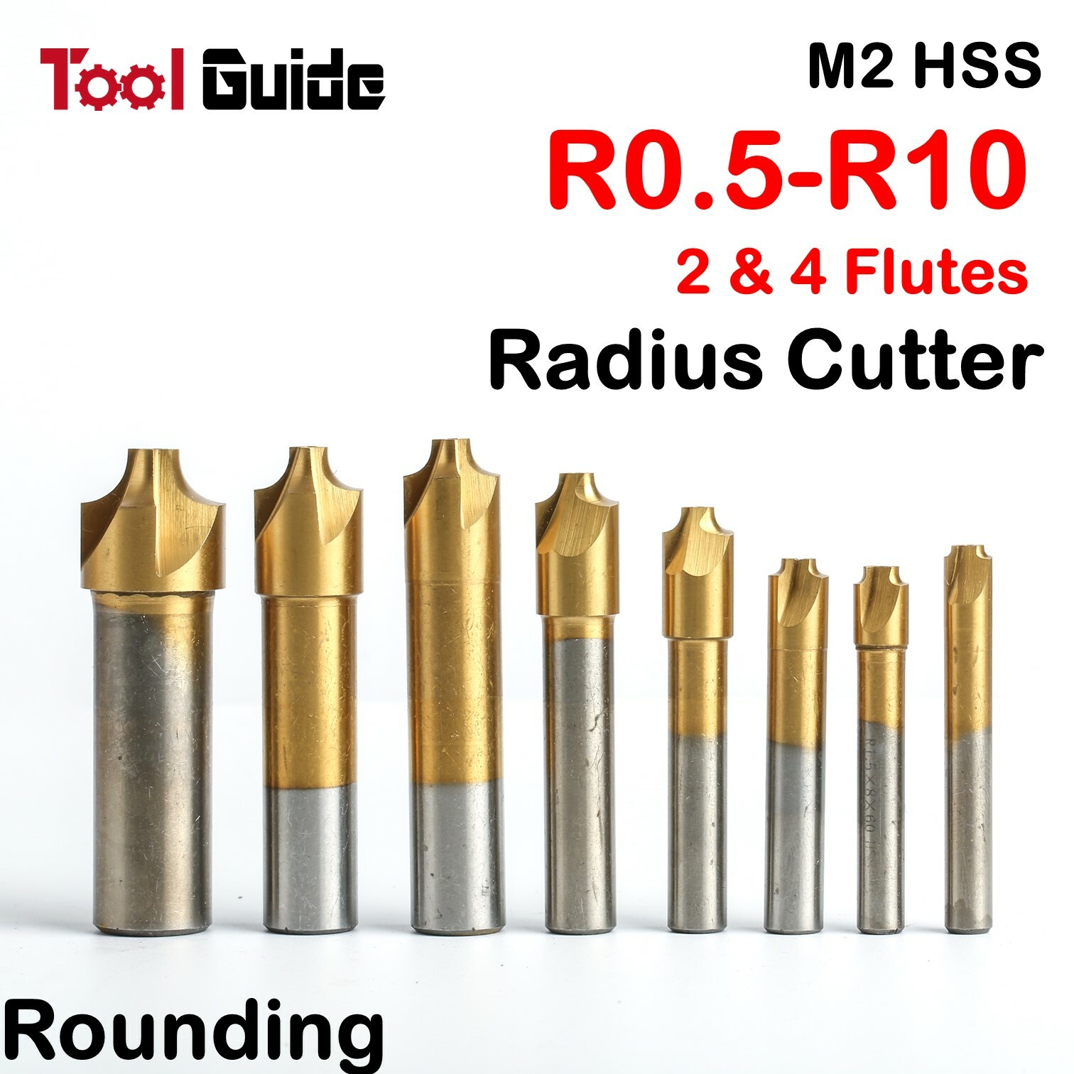 R0.5-R10 Radius Milling Cutter Titanium M2 HSS End Mill Quarter ...