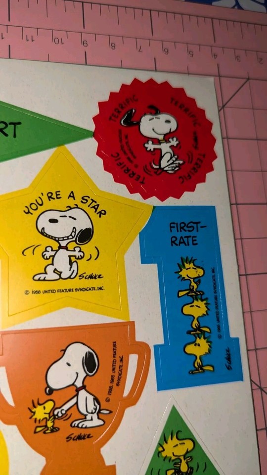 Vintage Snoopy Stickers Rewards Awards Trophy Hallmark Peanuts 1 Sheet ...