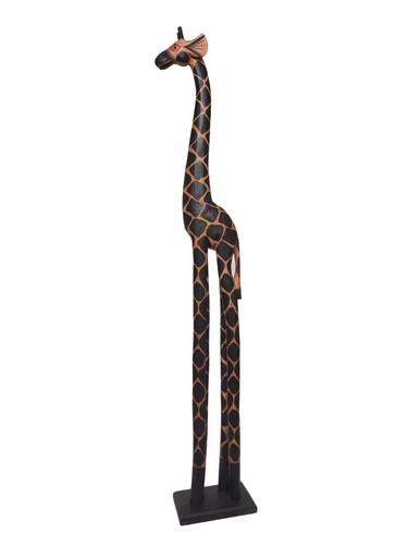 HUGE 59 IN GIRAFFE MOTHER BABY WOOD SCULPTURE STATUE AFRICAN ART HAND ...