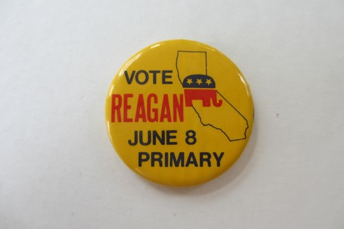 Ronald Reagan Yellow "Vote Reagan June 8 Calif Primary" Political ...