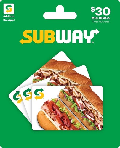 Subway $30 Gift Cards, Multipack of 3 | eBay
