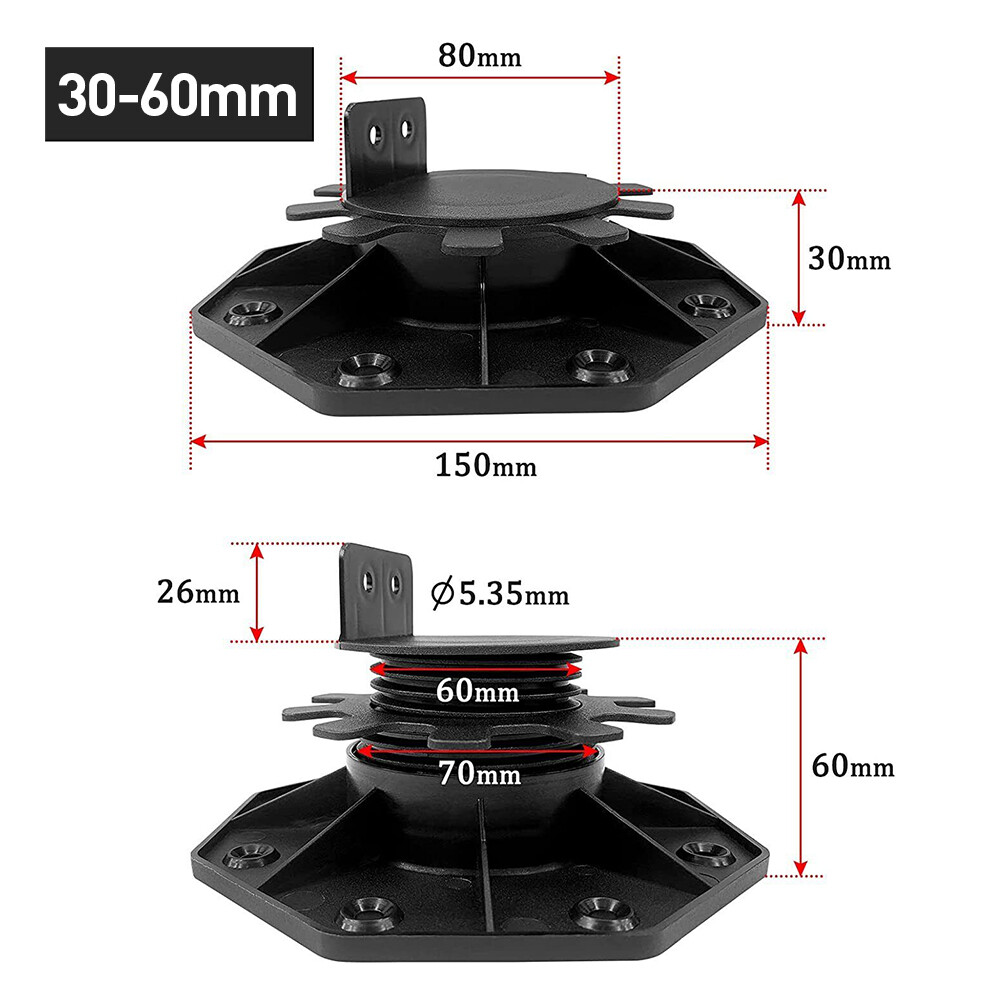 Adjustable Decking Pedestal-Riser 18mm-30mm 30mm-60mm Pack of 10 | eBay UK