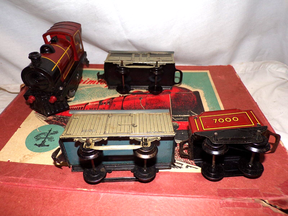 VINTAGE UK BRIMTOY TRAIN CLOCKWORK TRAIN SET WITH BOX | eBay