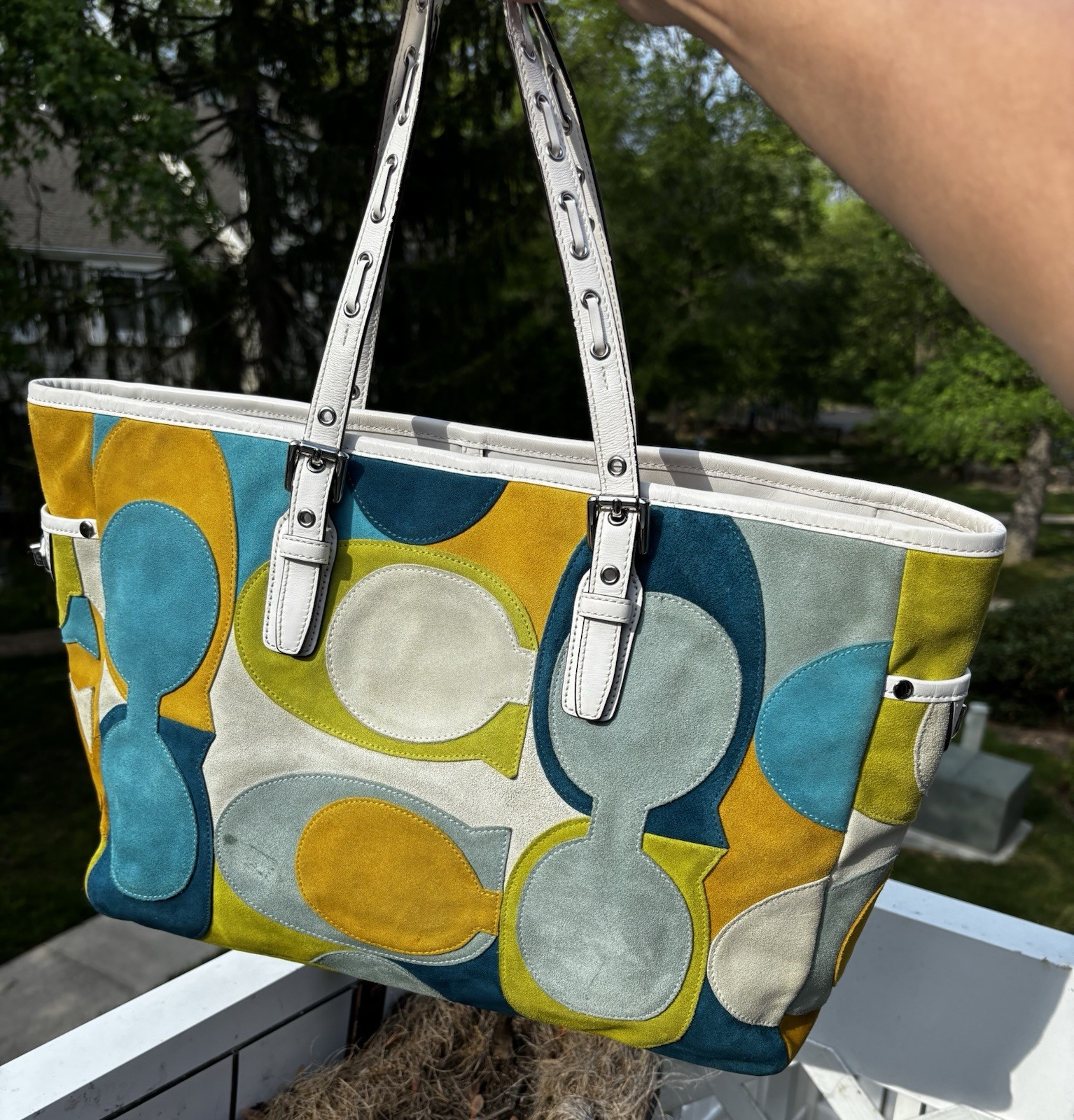 Vintage Coach Suede Optic Signature Gallery Tote Lg 3… - Gem