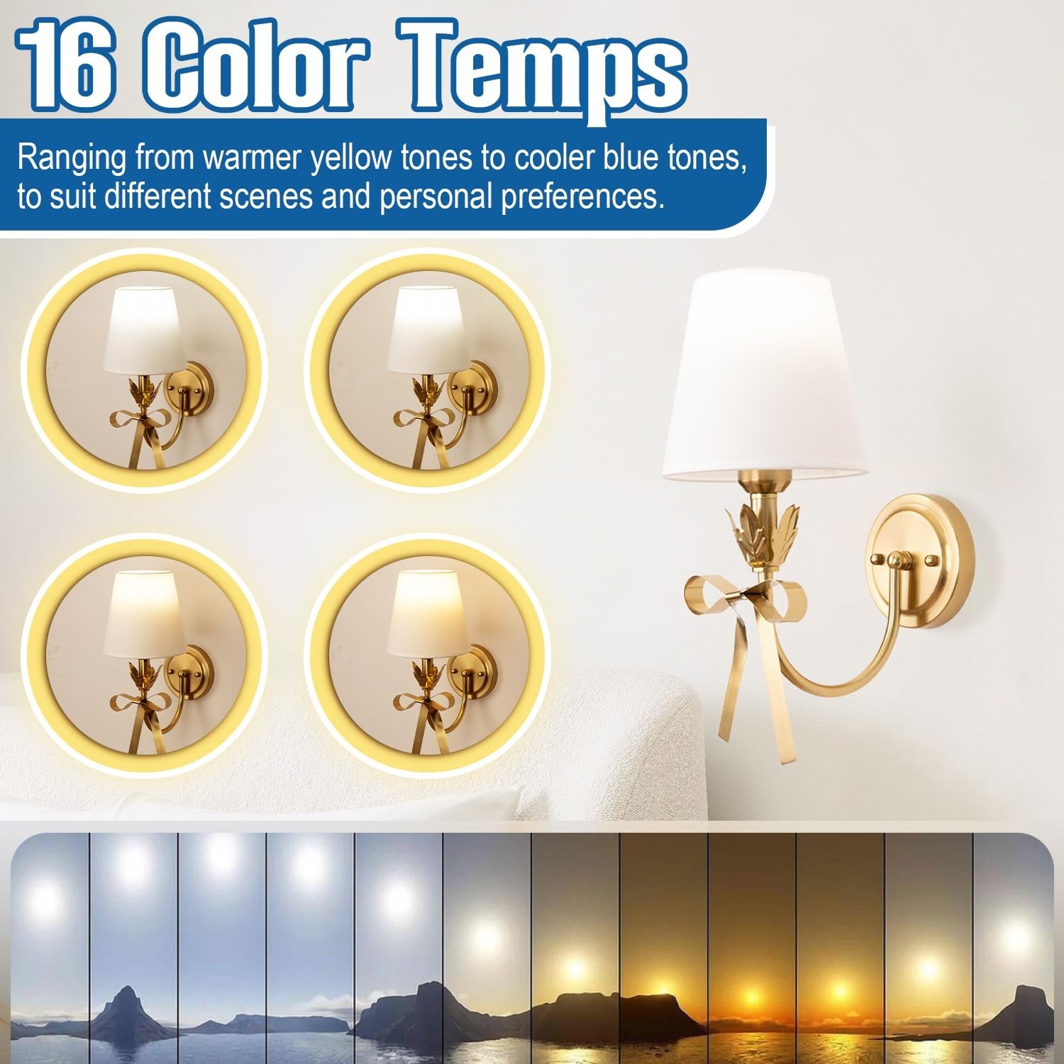 Adust Battery Operated Wall Sconce Set of Two, Antique Brass Bow Wall ...