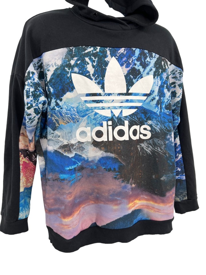 Adidas Black Mountain Clash All Over Trefoil Logo Hoodie Sweatshirt ...