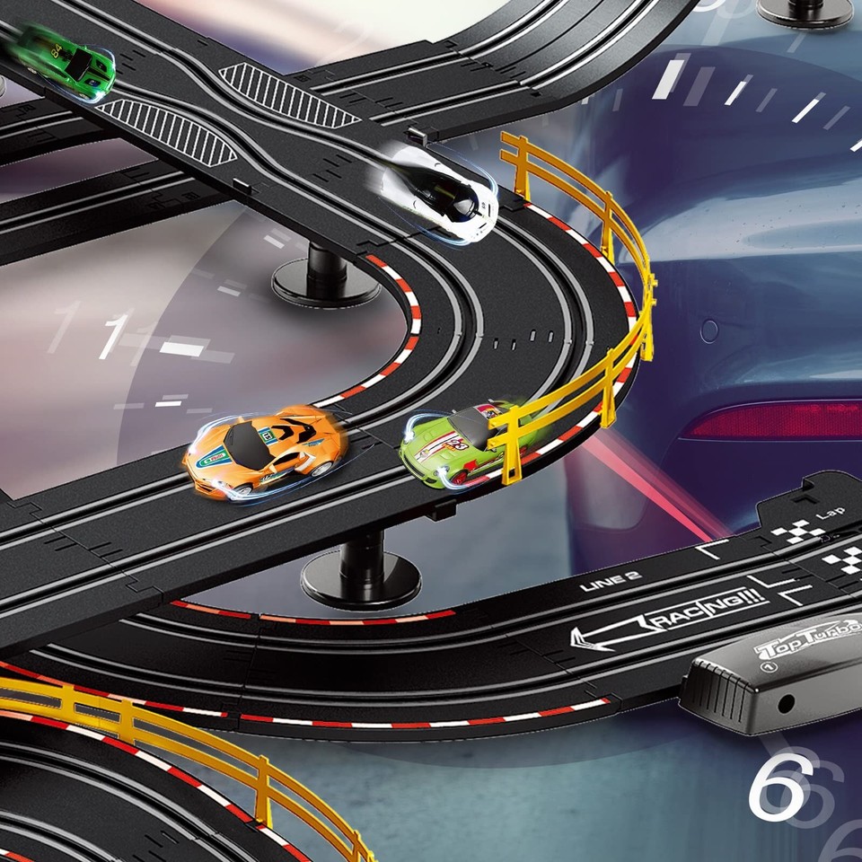40FT Slot Car Race Track Set Electric Powered Super Loop Speedway with ...