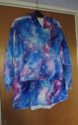 multicoloured hooded cuddly top winter warmer tunic one size bust 50ins ...