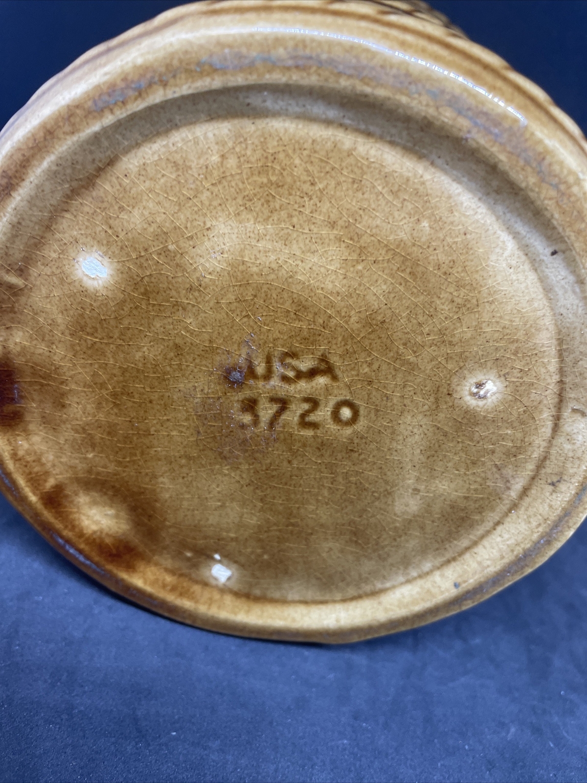 Vtg Cookie Jar Morton Pottery Fruit Basket 3720 USA Yellow 50s Canister ...