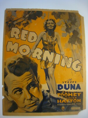 1935 Original Window Card..' RED MORNING ' ...STEFFI DUNA,ISLAND GIRL ...