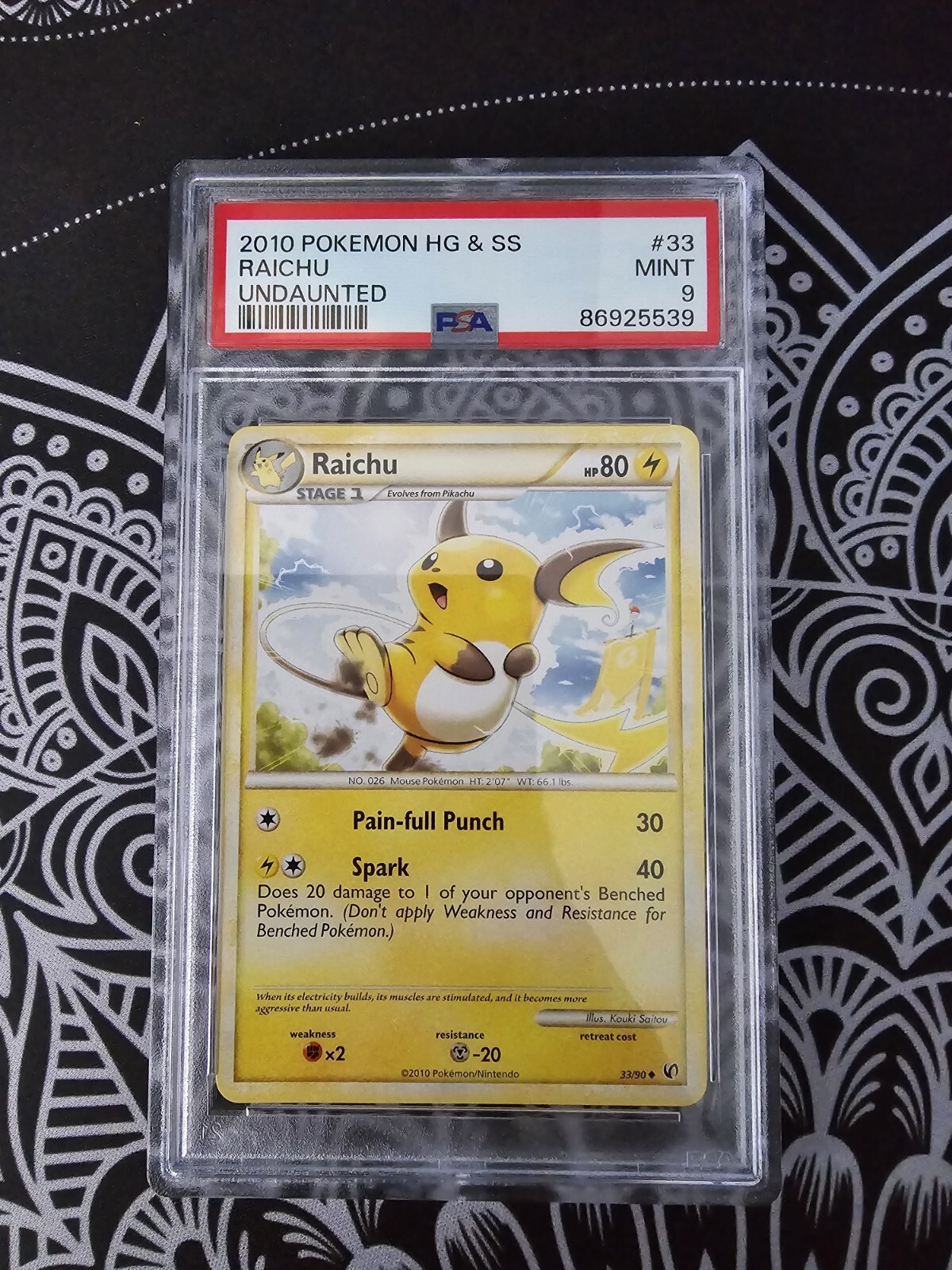2010 Raichu 33/90 Pokemon HG & SS Undaunted Uncommon Non Holo PSA 9 ...