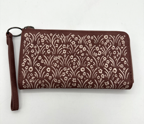 Universal Thread Wallet Wristlet Faux Leather Embroidered Dark Mauve ...