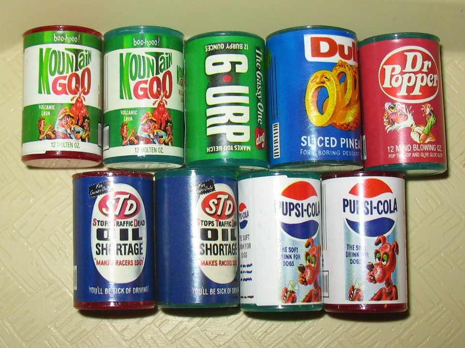 WACKY PACKAGES: "MINIS" LOT, STD, PUPSI, DULL, 6URP, POPPER, BLUE & RED ...